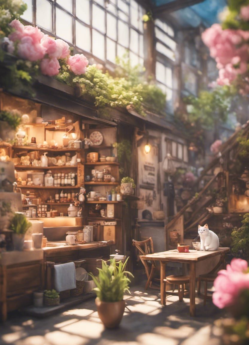 Solarpunk café - AI Generated Artwork - NightCafe Creator