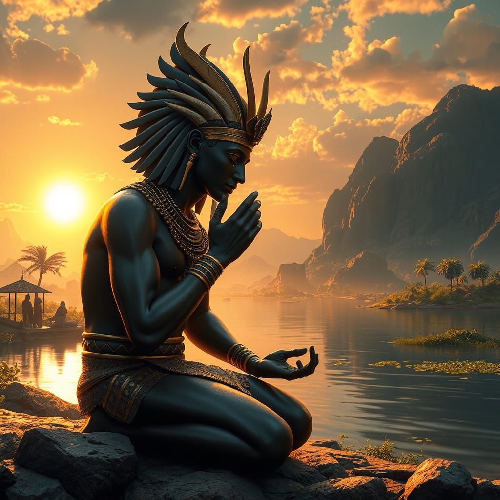 Primordial God Creates Humanity from Nile Clay in ... - AI Art