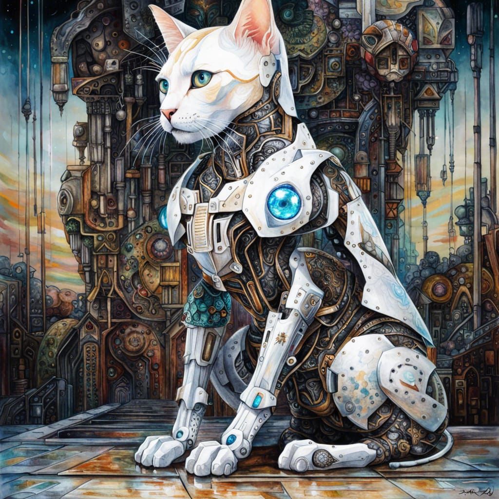 Cyborg cat - AI Generated Artwork - NightCafe Creator