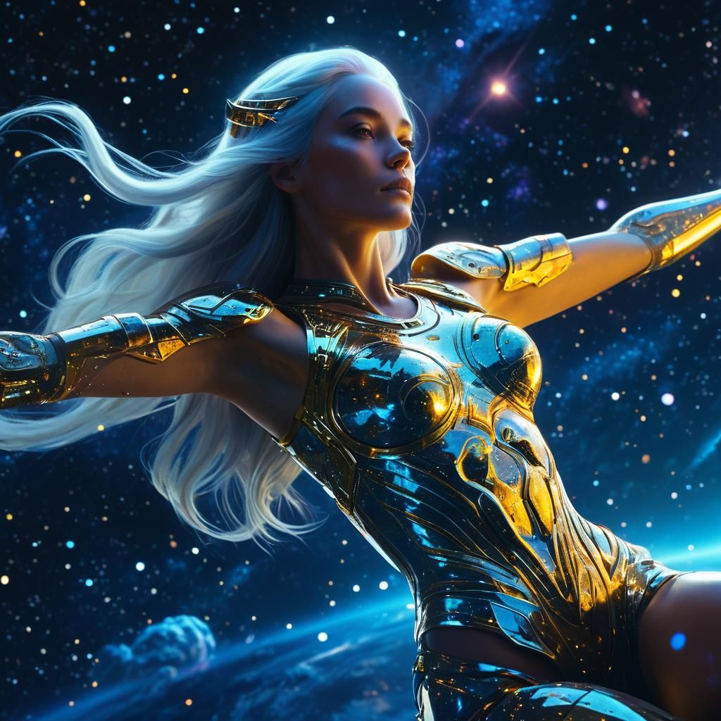 Beyond Gravity - Majestic Celestial Goddess in Cosmic Glory