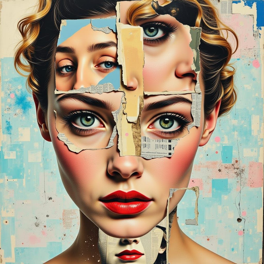 pastel colors dadaism airbrush Portrait Of a wo...