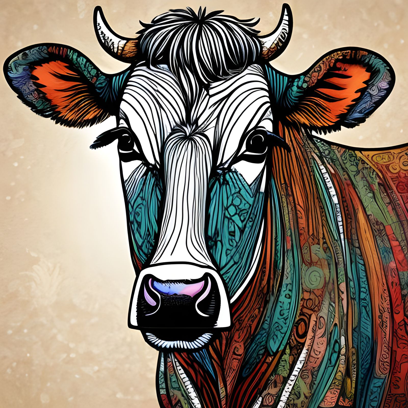 Zentangle DS8 Cow - AI Generated Artwork - NightCafe Creator