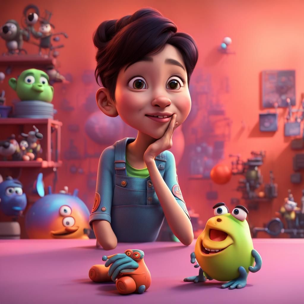 Cgi cartoon girl with cute monsters - AI Generated Artwork - NightCafe ...