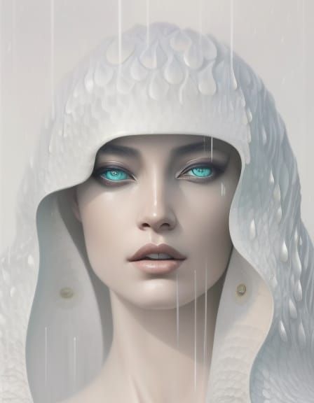 Water swirling and morphing into the shape of dragon frontal portrait ...