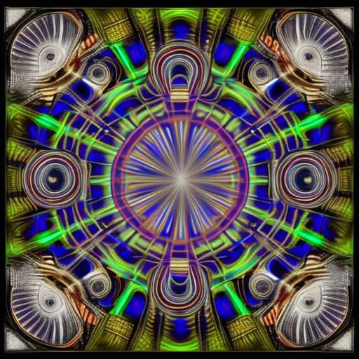 Psychedelic Hypnotic Visual Illusion steampunk engine - AI Generated ...