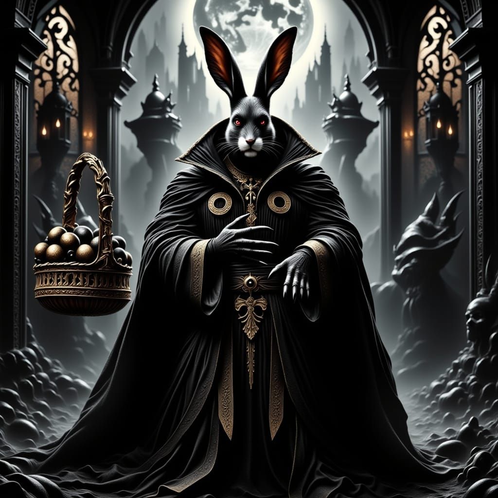 Evil Easter Bunny - Majestic Gothic Easter Bunny in Dark, Or...