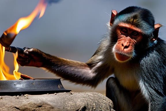 Monkey cooking a bomb, bomb, fire, nuke, explosion, monkey ...