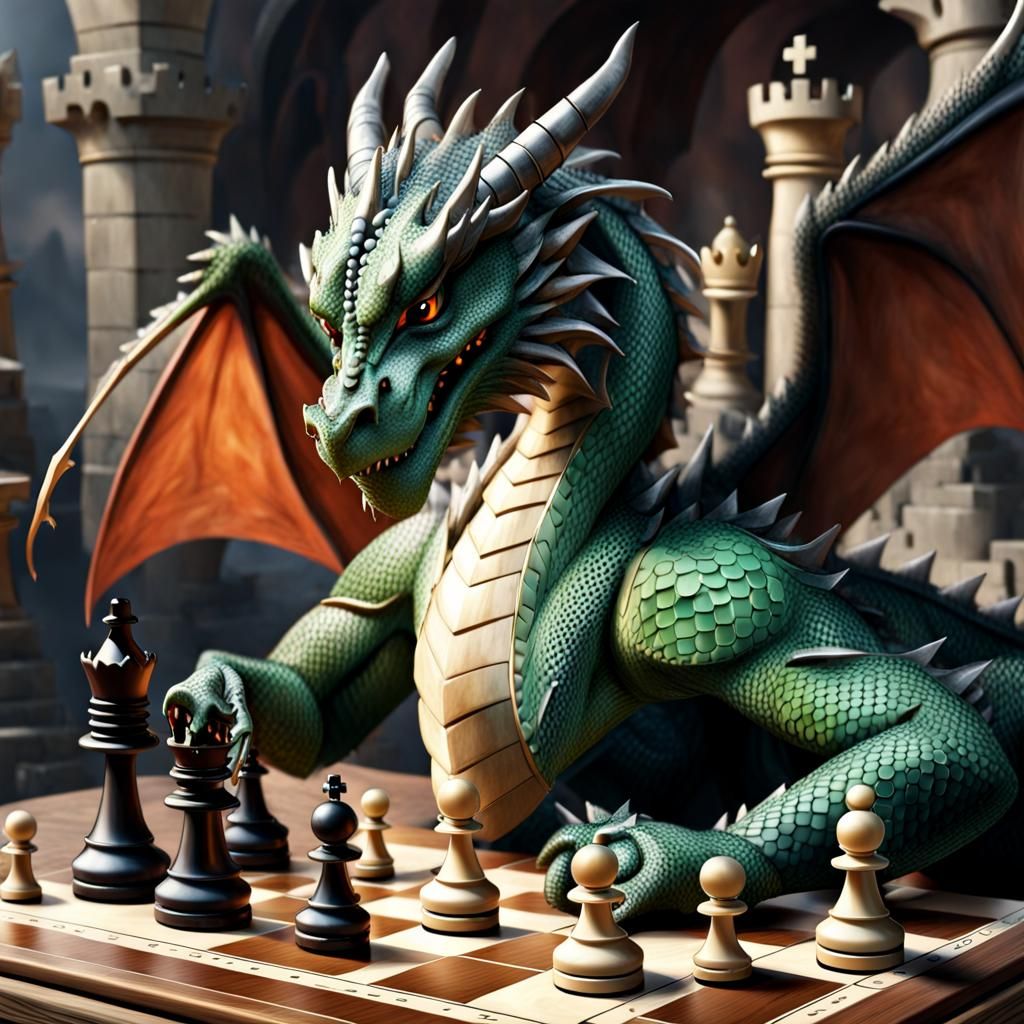 Dragon playing chess - AI Generated Artwork - NightCafe Creator