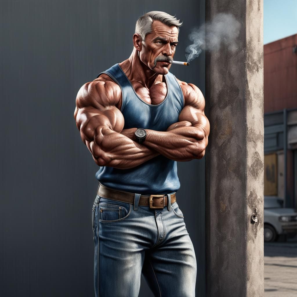 Grandpa and bodybuilder - AI Generated Artwork - NightCafe Creator