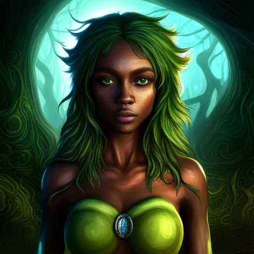 Pretty African American girl as a Dryad - AI Generated Artwork - NightCafe Creator