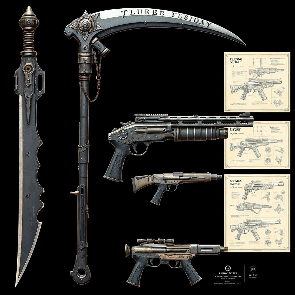 Gothic Fusion Weapon in Scythe, Shotgun, and Fusio... - AI Art