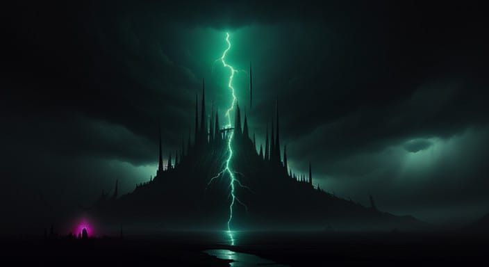 Evil Ambient Lightning - Dark Surrealist Cyberpunk Realm Ill...