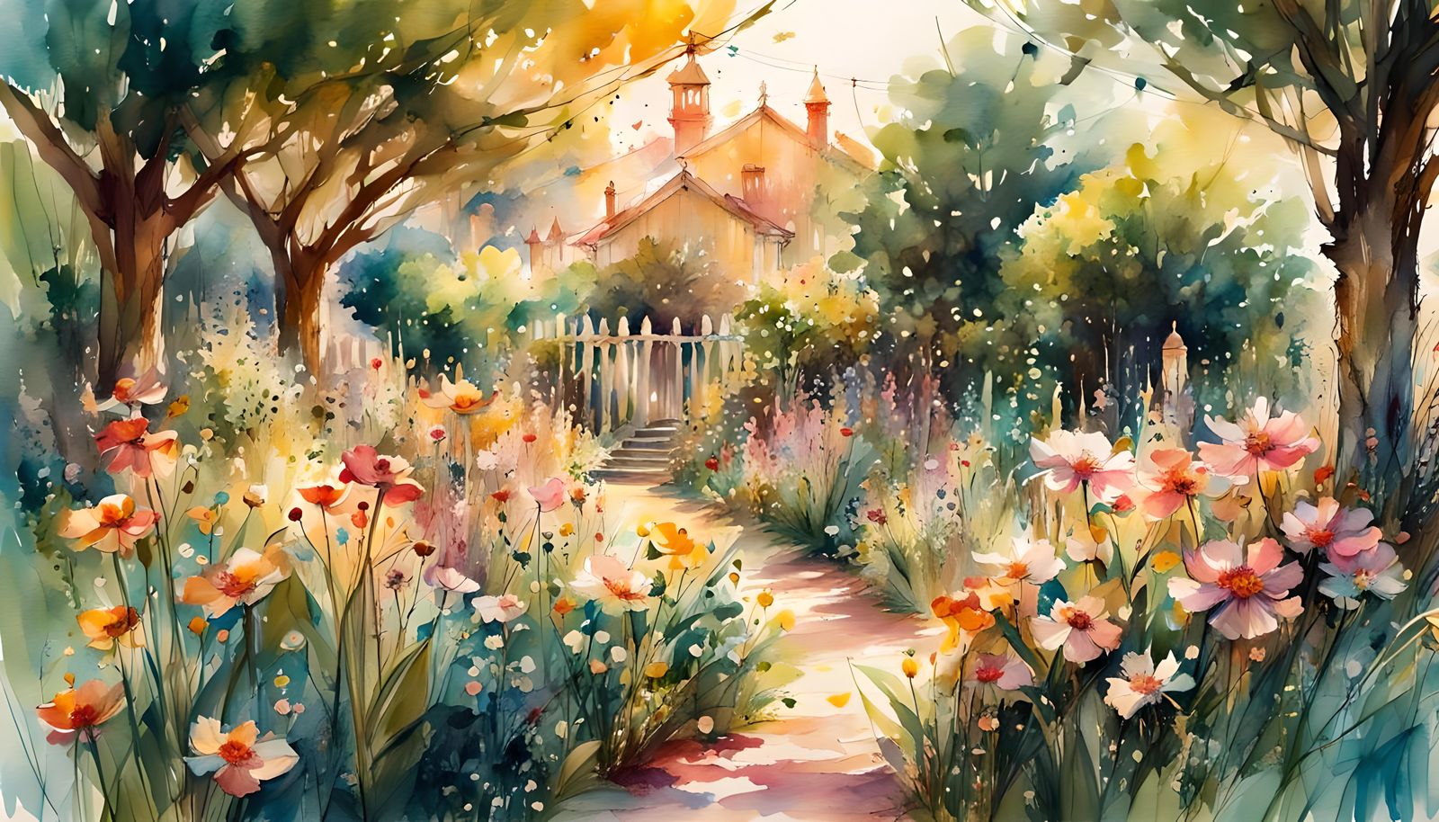 Flowers in Full Bloom - Watercolour - AI Generated Artwork - NightCafe ...