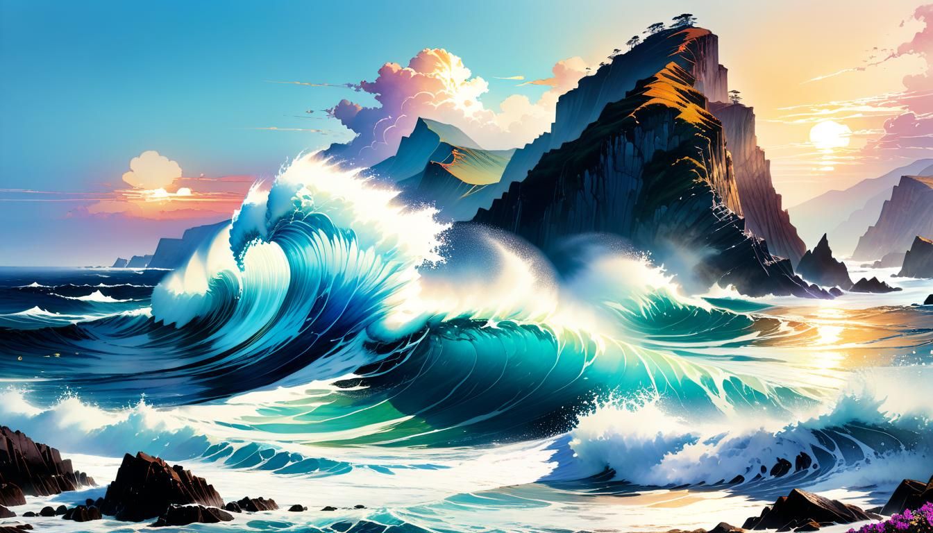 Ocean Waves - AI Generated Artwork - NightCafe Creator