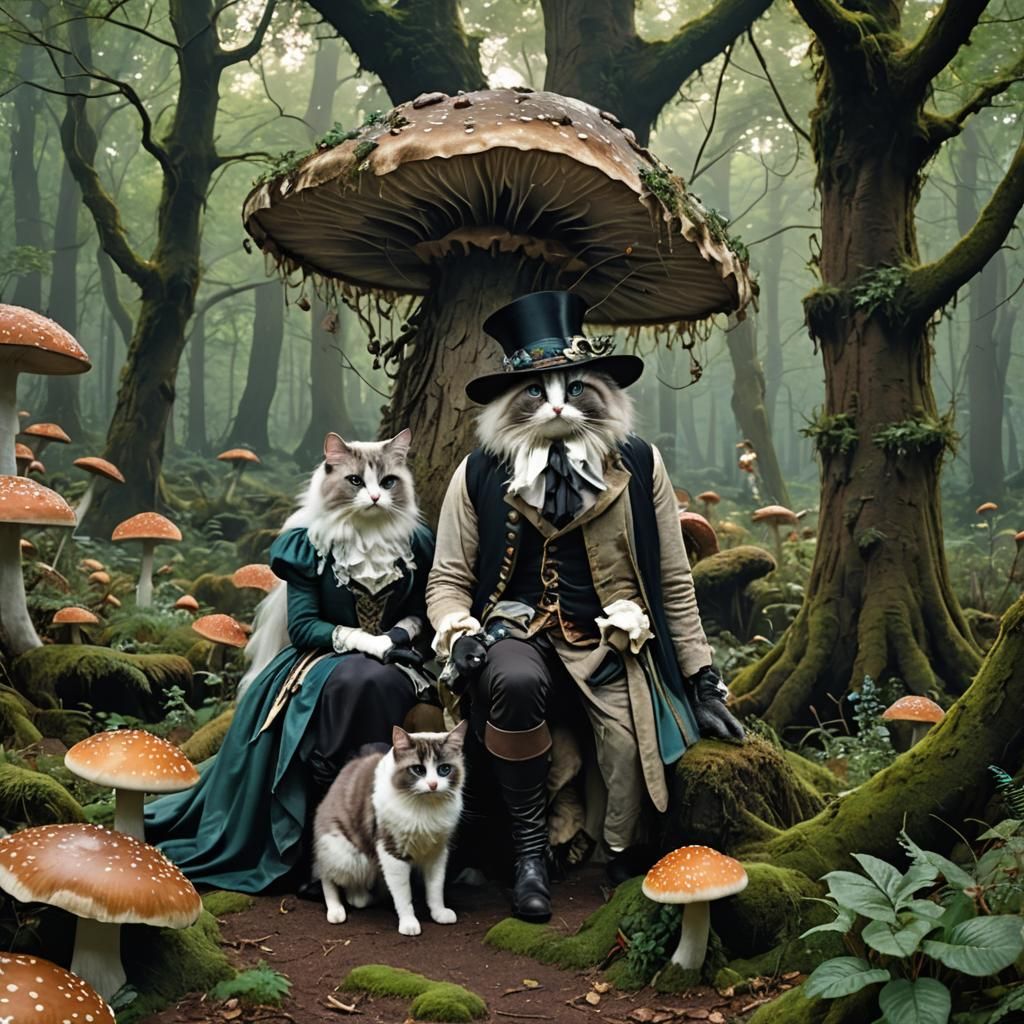 Mr & Mrs Cat of Catterbury with their Pet Cat - AI Generated Artwork ...