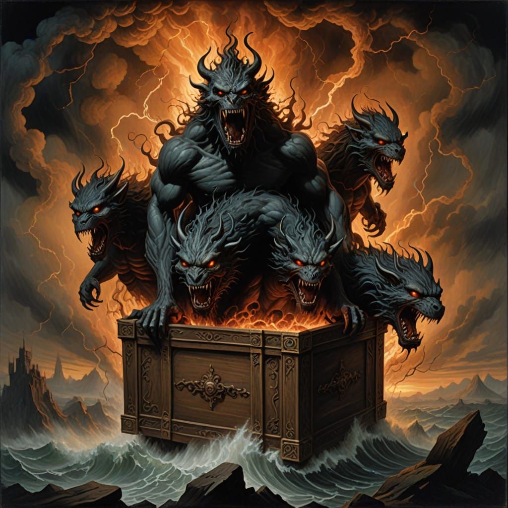 A vivid and haunting, hyperrealistic, hyper-detailed Ink and oil ...