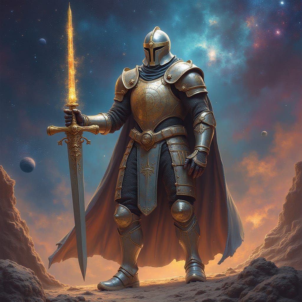 A Cosmo knighte - Galactic Crusader in Cosmic Armor