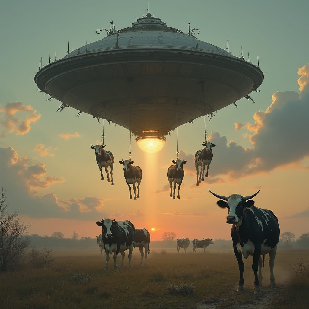 space aliens abducting cows - Alien Abduction of Rural Cow...