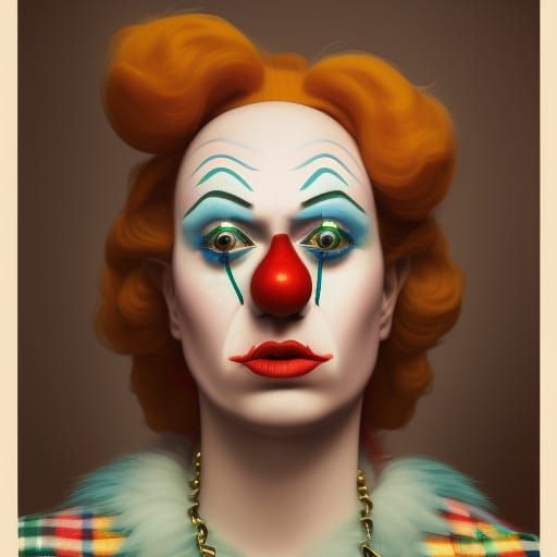 Drag queen, clown, oil on canvas complex Wes Anderson Alex Gross 8K ...