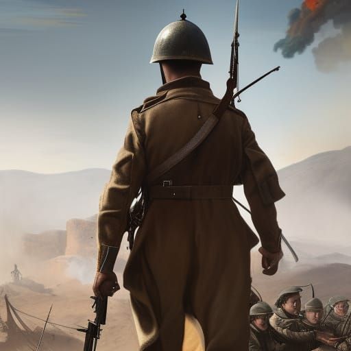 detailed matte painting of the Italian army in battlefield 1 intricate ...