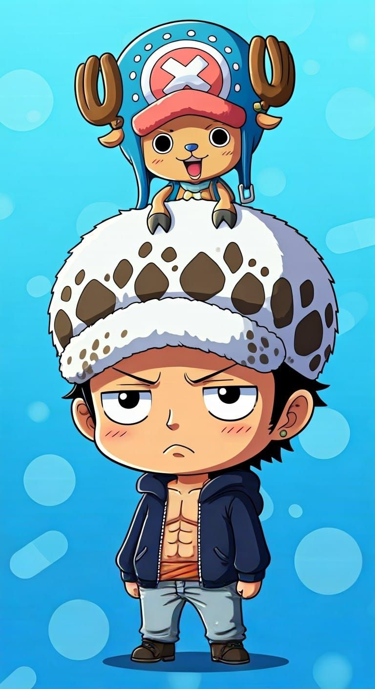 Kawaii Chibi Law from One Piece with Chopper on Hi... - AI Art