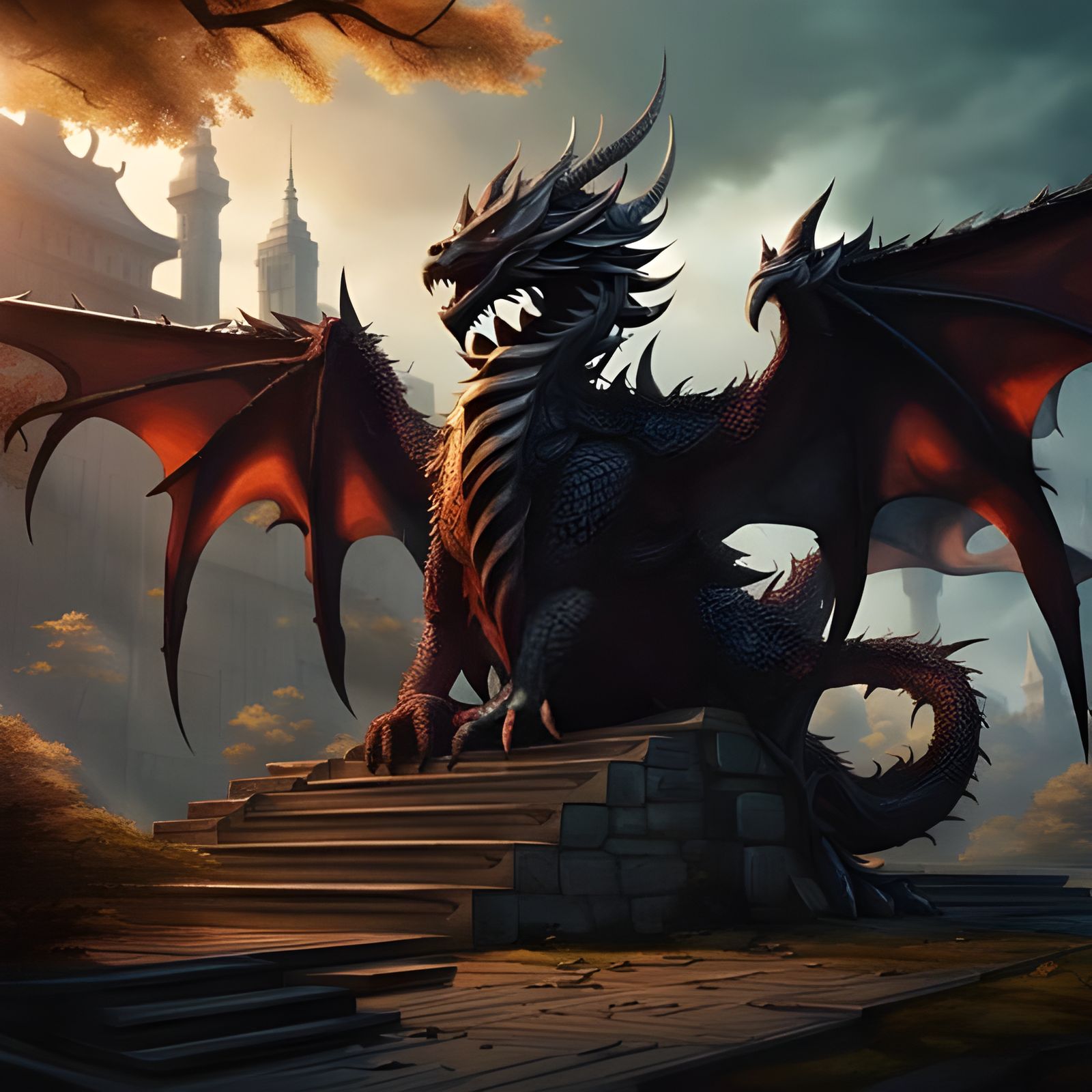 Throned Dragon - Papar - AI Generated Artwork - NightCafe Creator