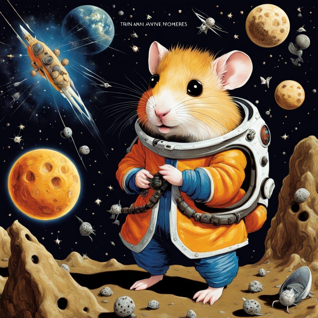 Cosmic Hamster Escapades in Space - AI Art