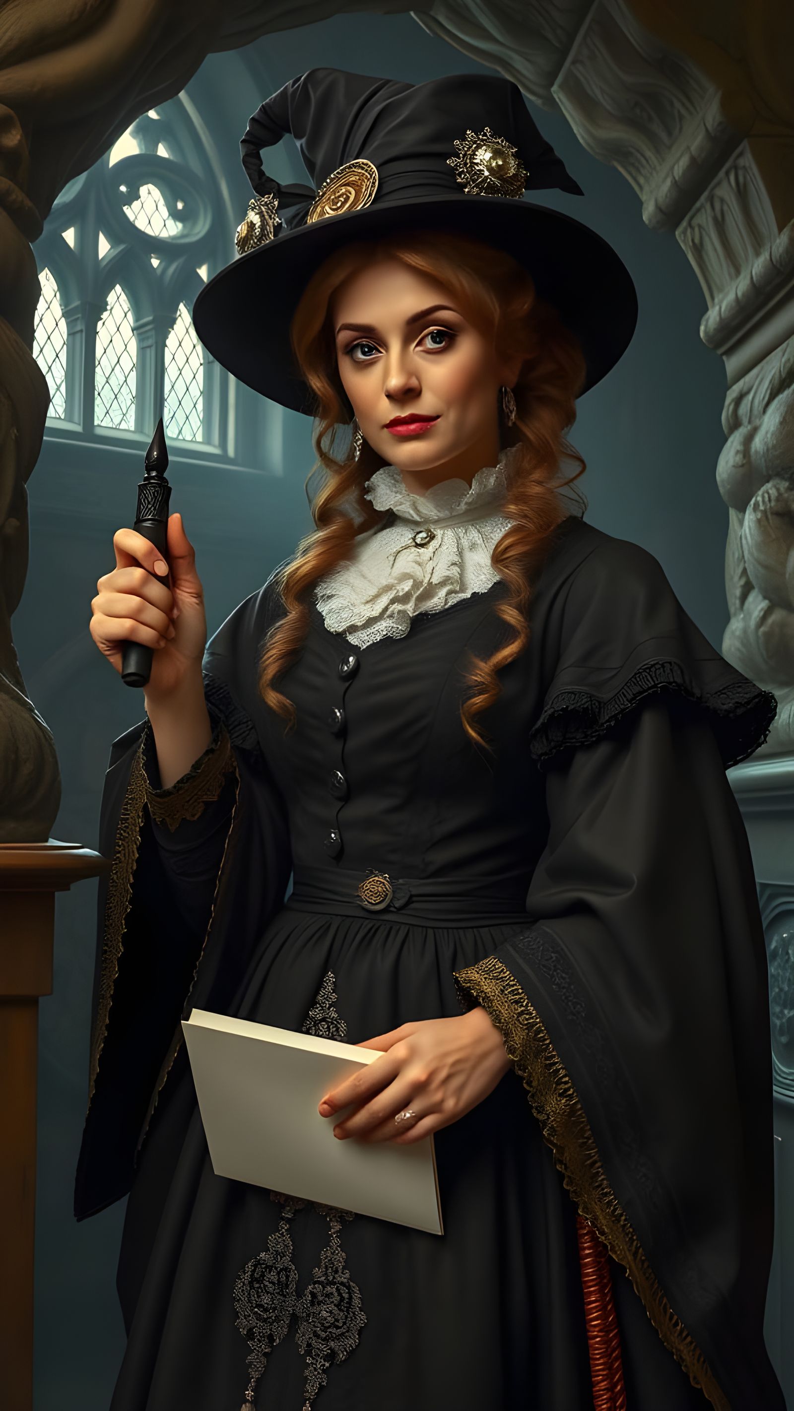 Mysterious Headmistress of a Secret Wizard Academy - AI Art