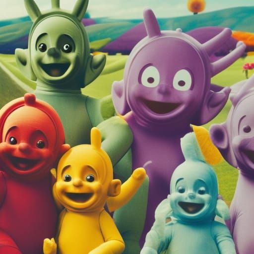 Teletubbies but it's one of those creepy old photos - AI Generated ...