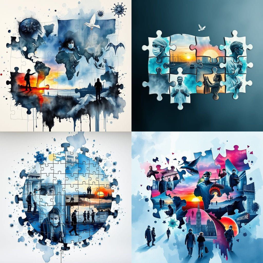Surreal Watercolor Puzzle Landscape Conveys Resili... - AI Art