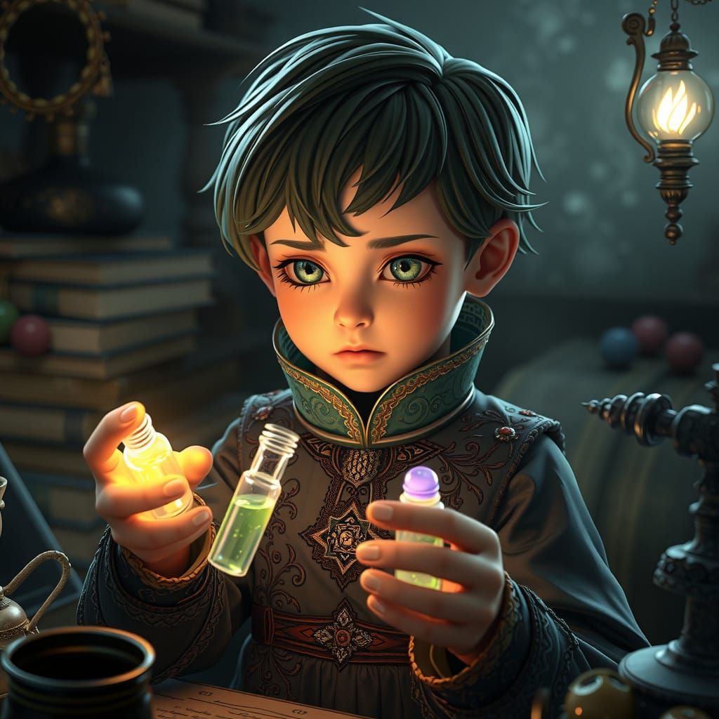 Victorian Noble Child Harvests Basilisk Venom in M... - AI Art