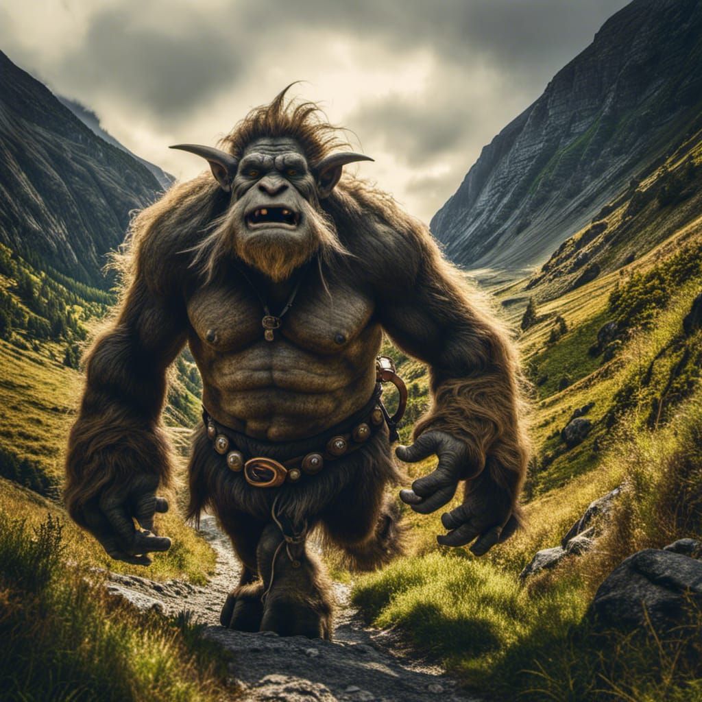 Huge Norwegian Troll walking trough a valley - AI Generated Artwork ...