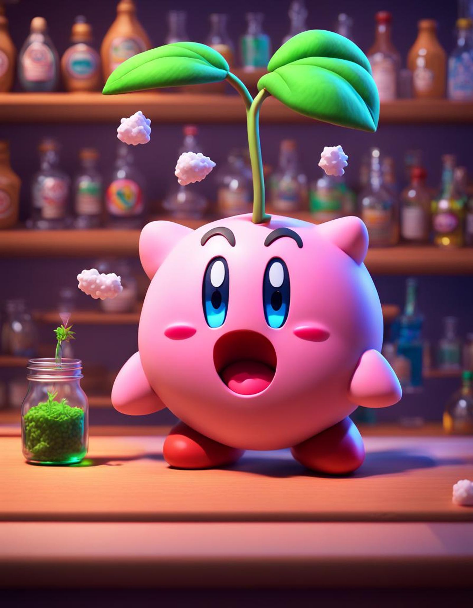 Weed eating kirby - AI Generated Artwork - NightCafe Creator