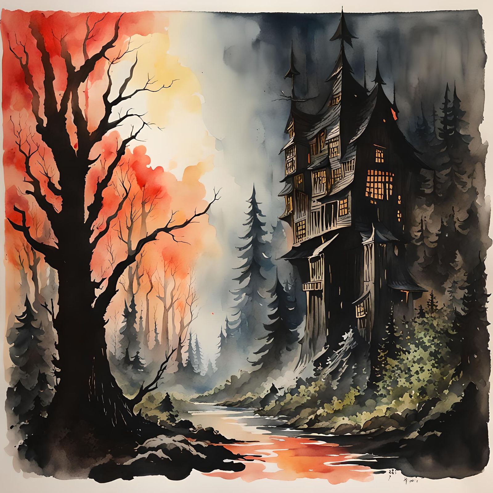 The Dark Castle at Blood Forest - AI Generated Artwork - NightCafe Creator