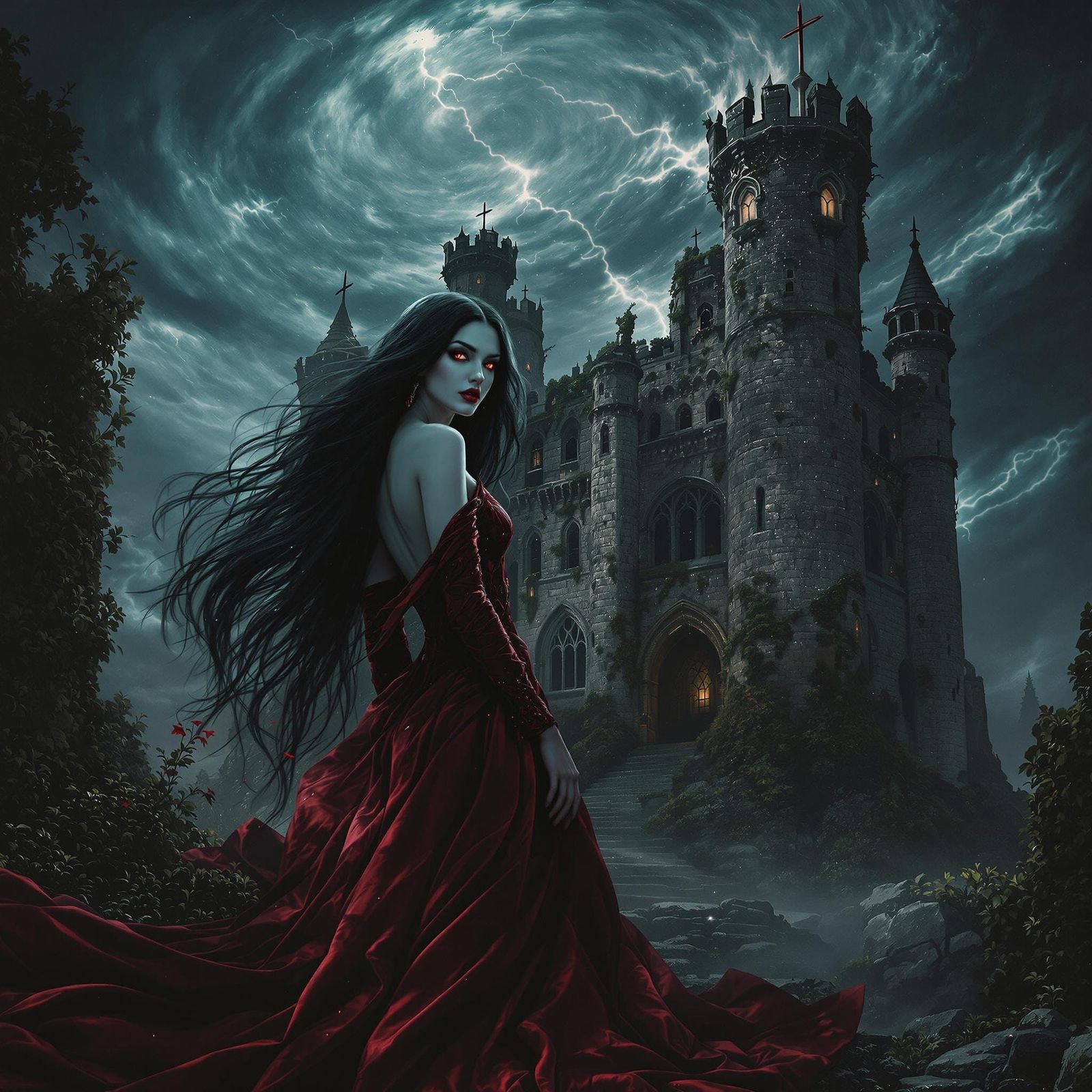 Romantic female vampire - Ethereal Vampire Queen in Gothic R...