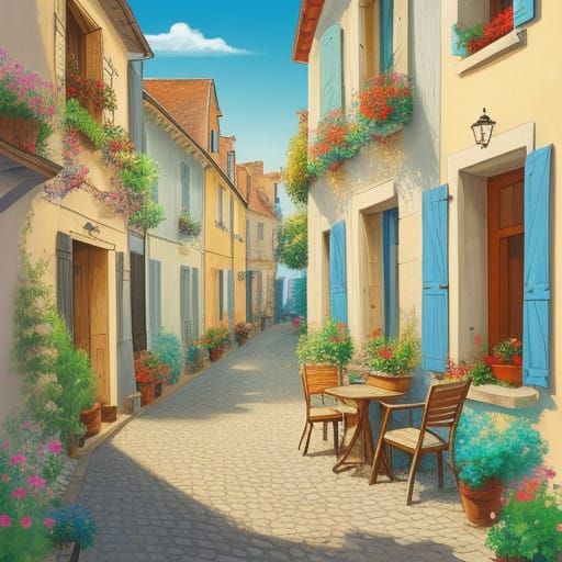 Vibrant French Countryside Scene Celebrating Joyfu... - AI Art