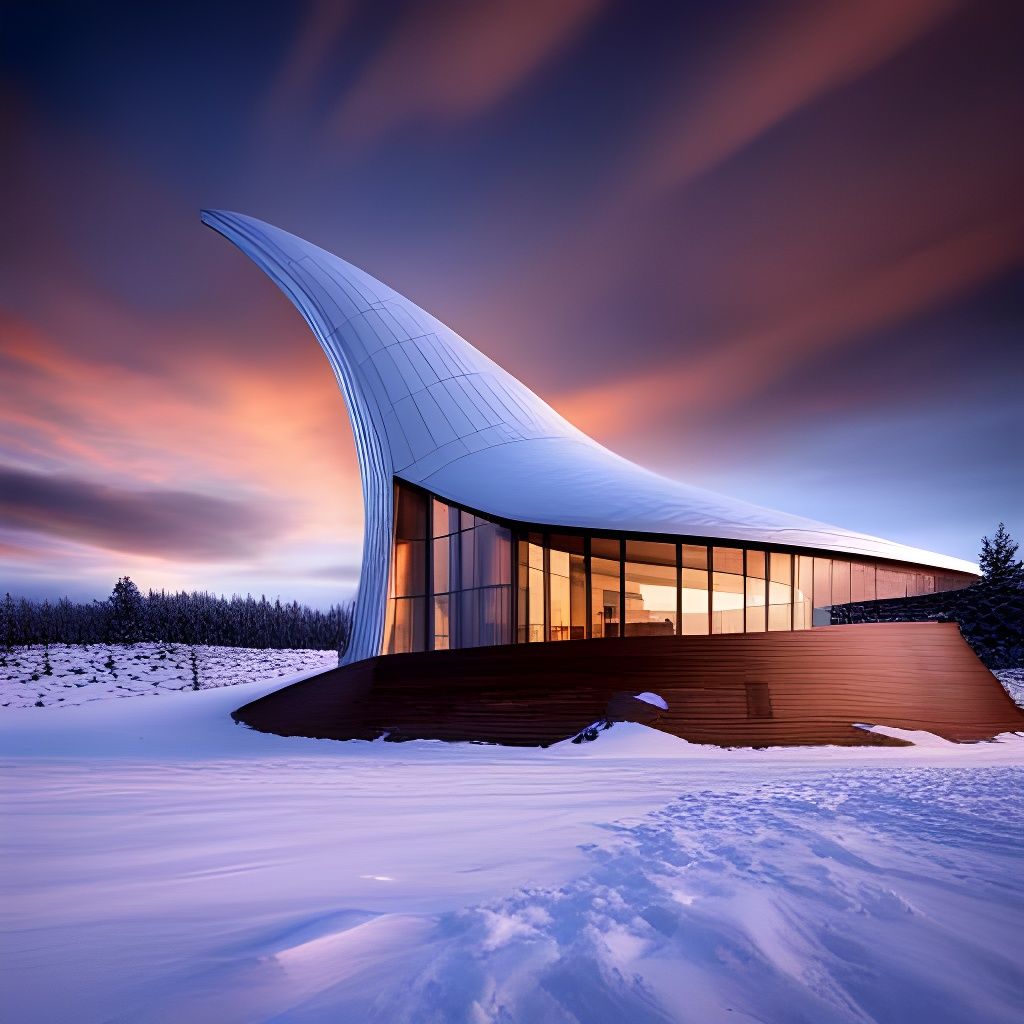 A house from recycled wind turbine wings - AI Generated Artwork ...