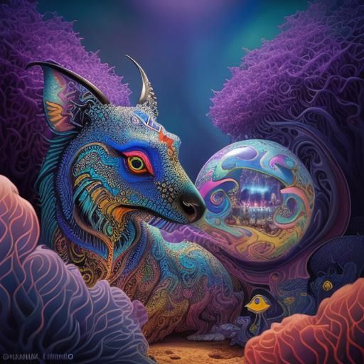 Strange, fantastic and dreamlike animals / deep color colorful morning ...