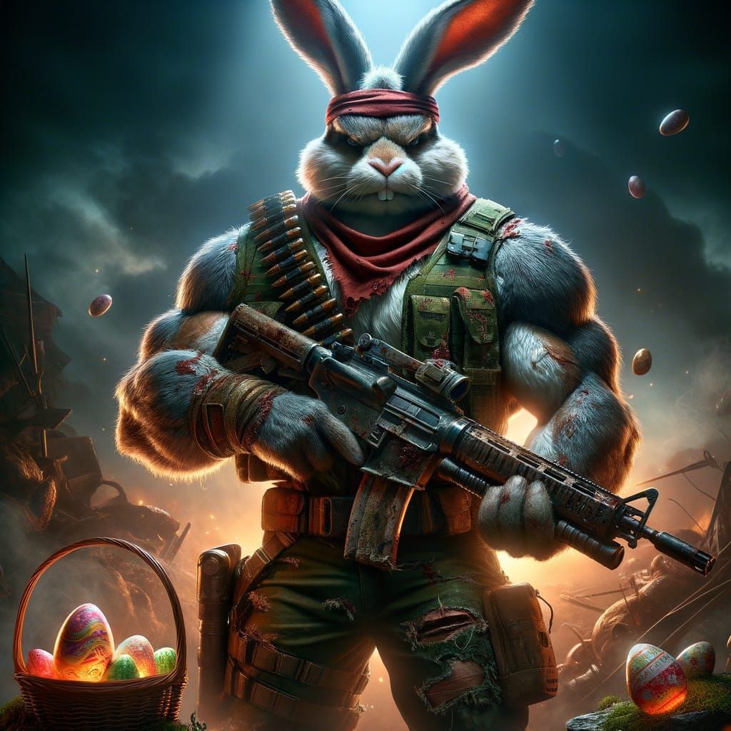 Rambo Rabbit - Tough Easter Bunny “He’s seen 30 Easters… and this is ...