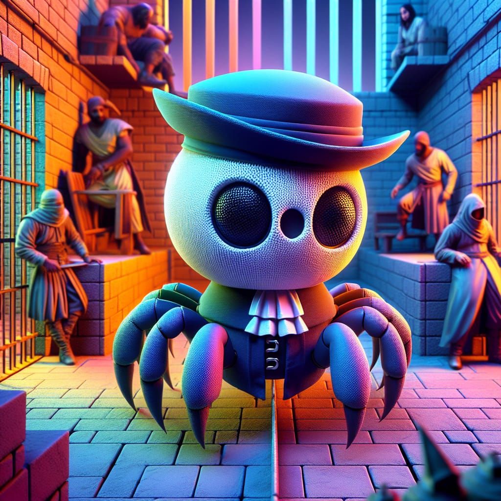 A cute jumping spider dressed as an executioner. - AI Generated Artwork ...