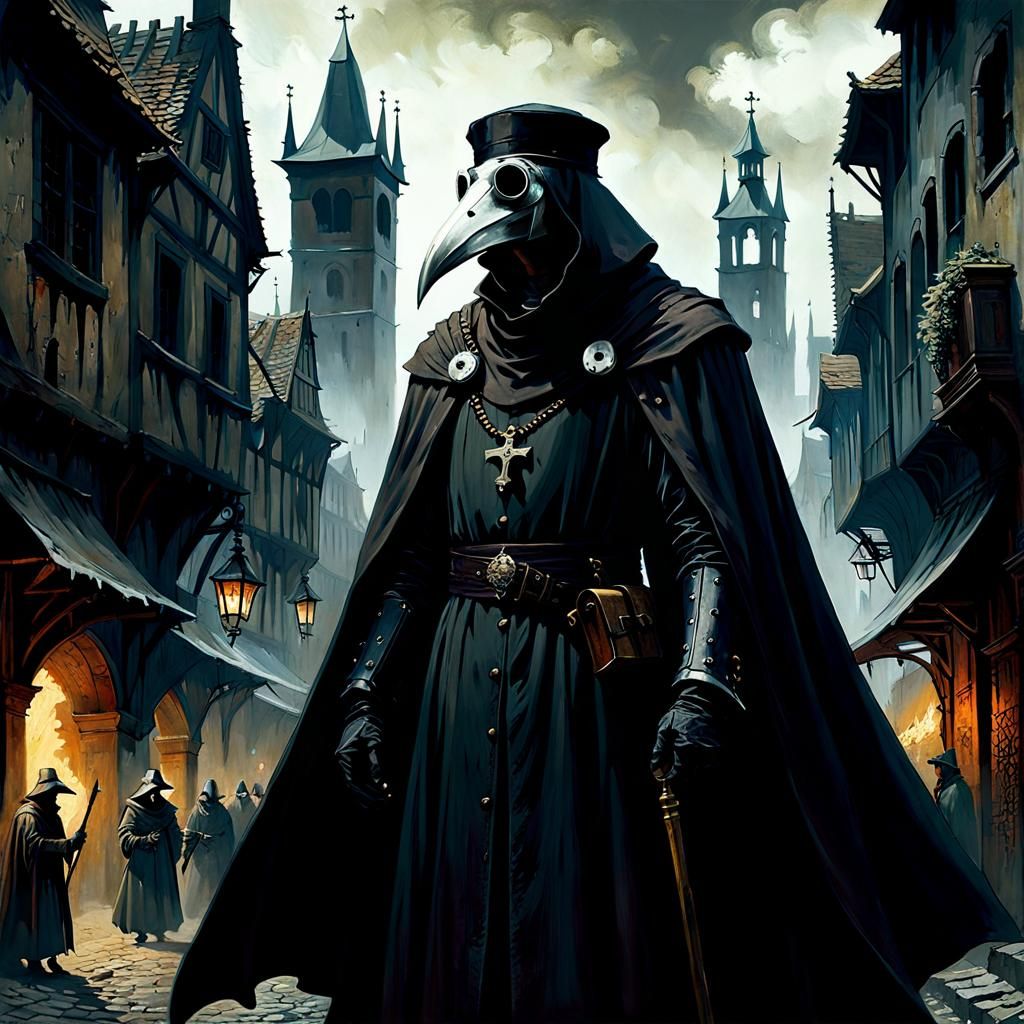 The Plague Doctor in a Medieval Plague-ridden City - AI Generated ...
