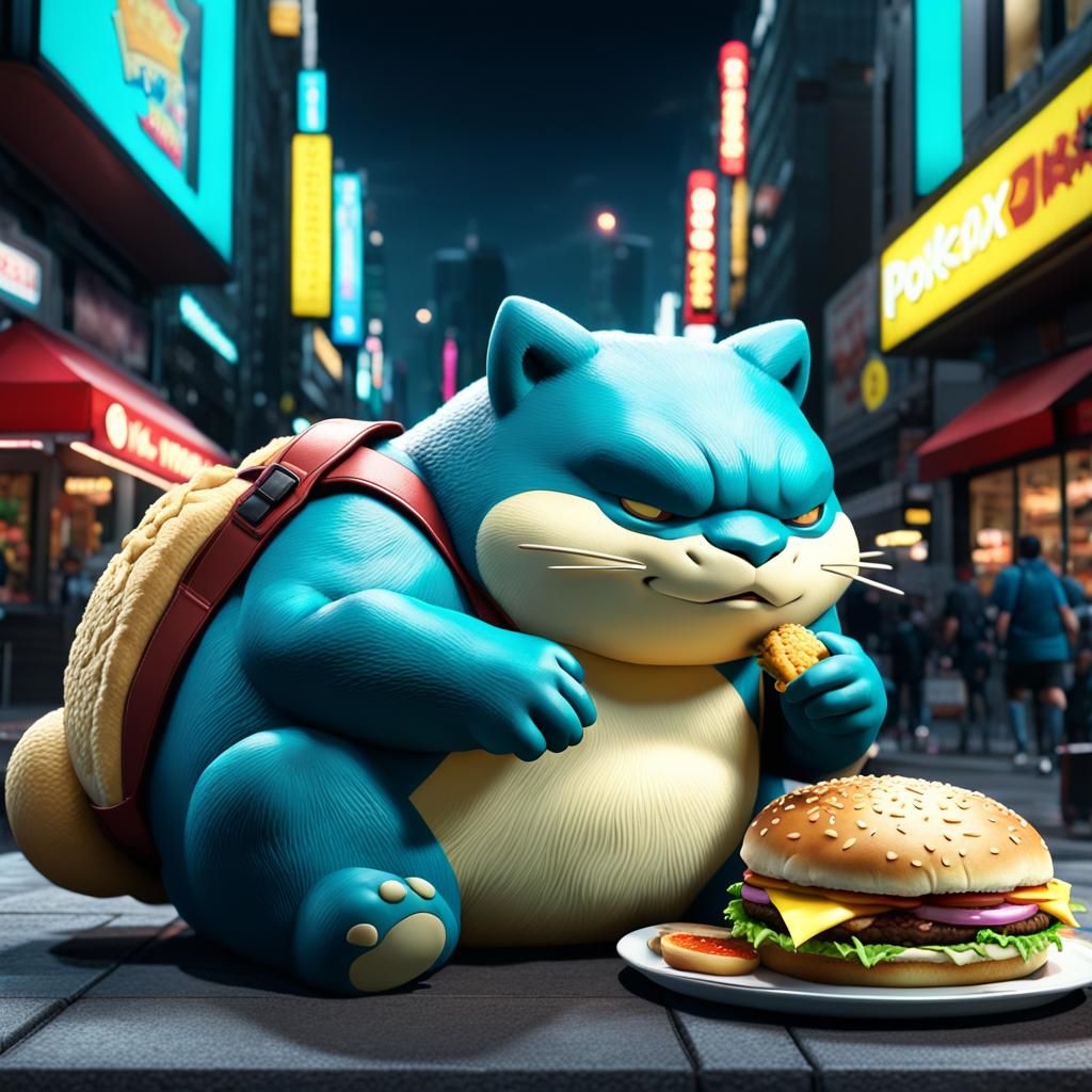 Dark Snorlax eating :) - AI Generated Artwork - NightCafe Creator