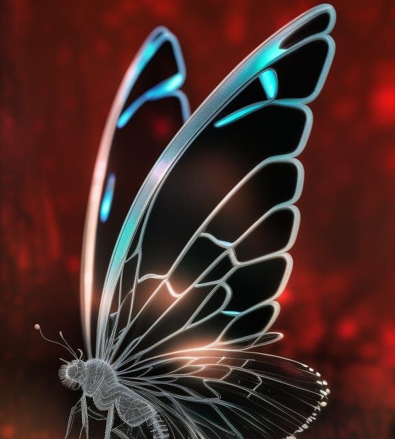 Black crystal butterfly, black glass butterfly, Fairy wings, low ...