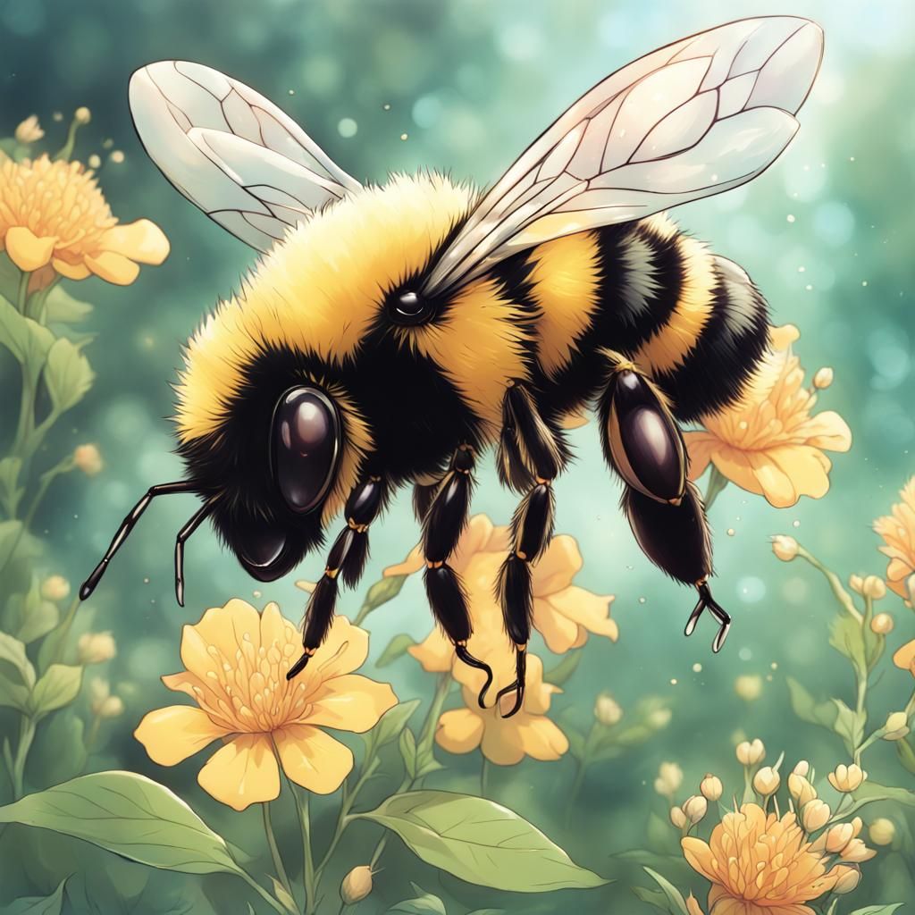 Bumblebees are beautiful pollinators for nature by artist "anime ...