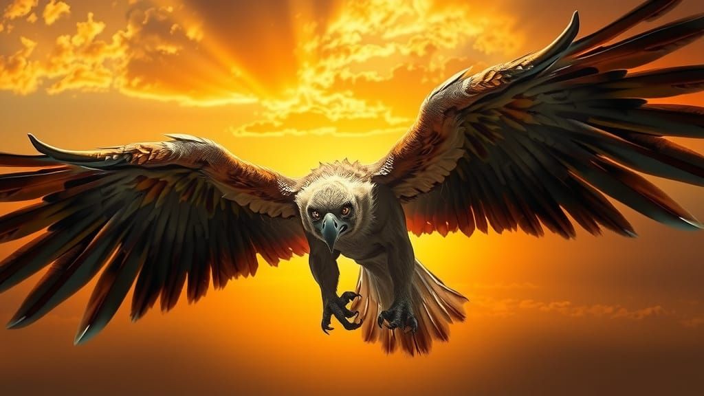 Majestic Gryphon Soaring in Hyper-Realistic Style - AI Art