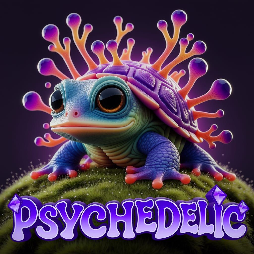 Cute Amphibian Creature Emerges from Vibrant Moss - AI Art