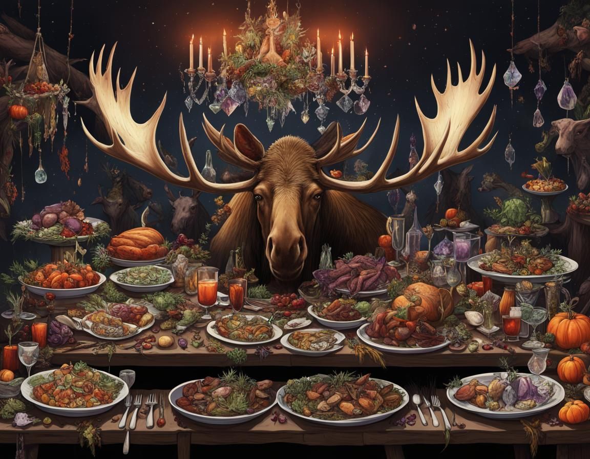 Moose Dinner - AI Generated Artwork - NightCafe Creator