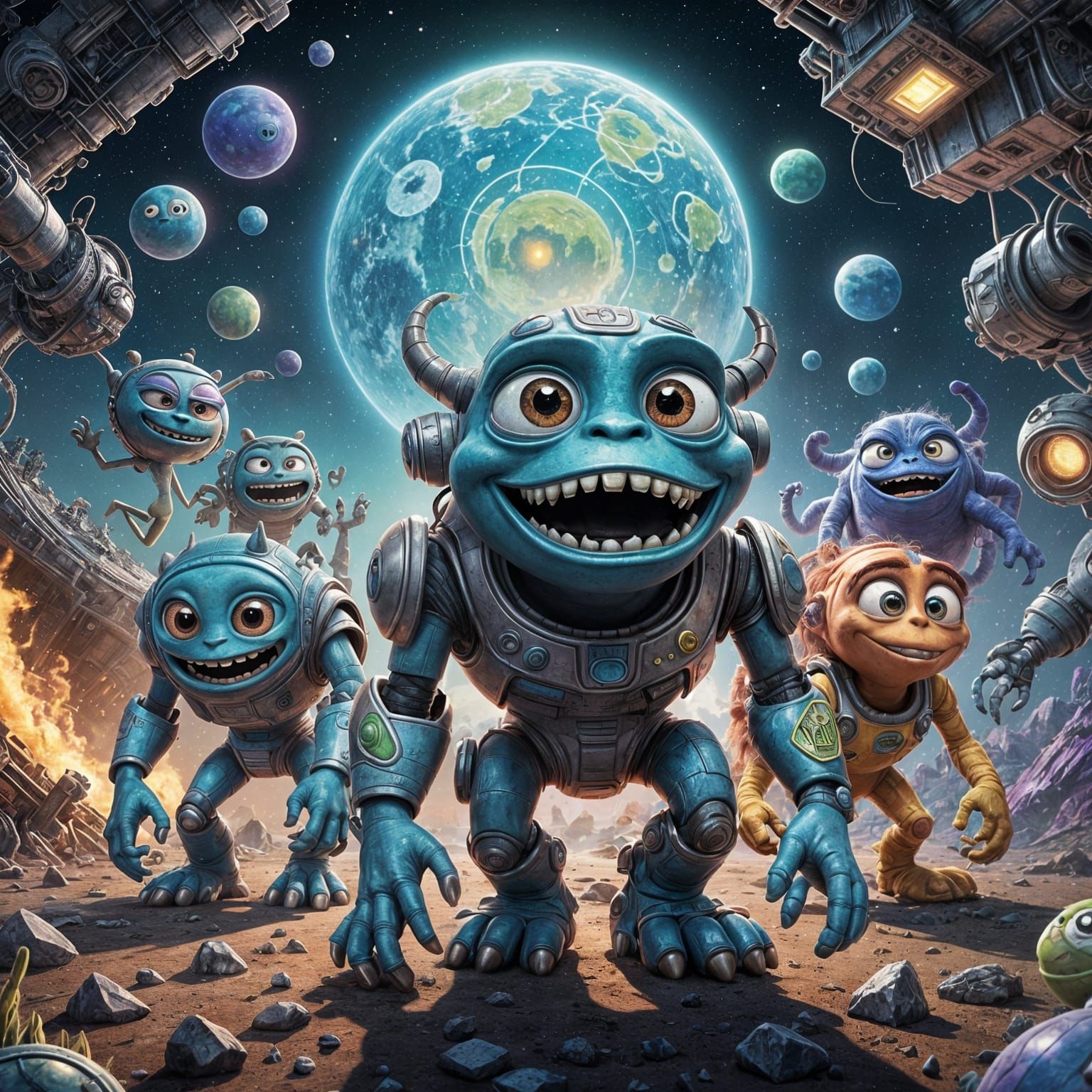 Surreal Cosmic Aliens Crash Land on Earth in Vibra... - AI Art