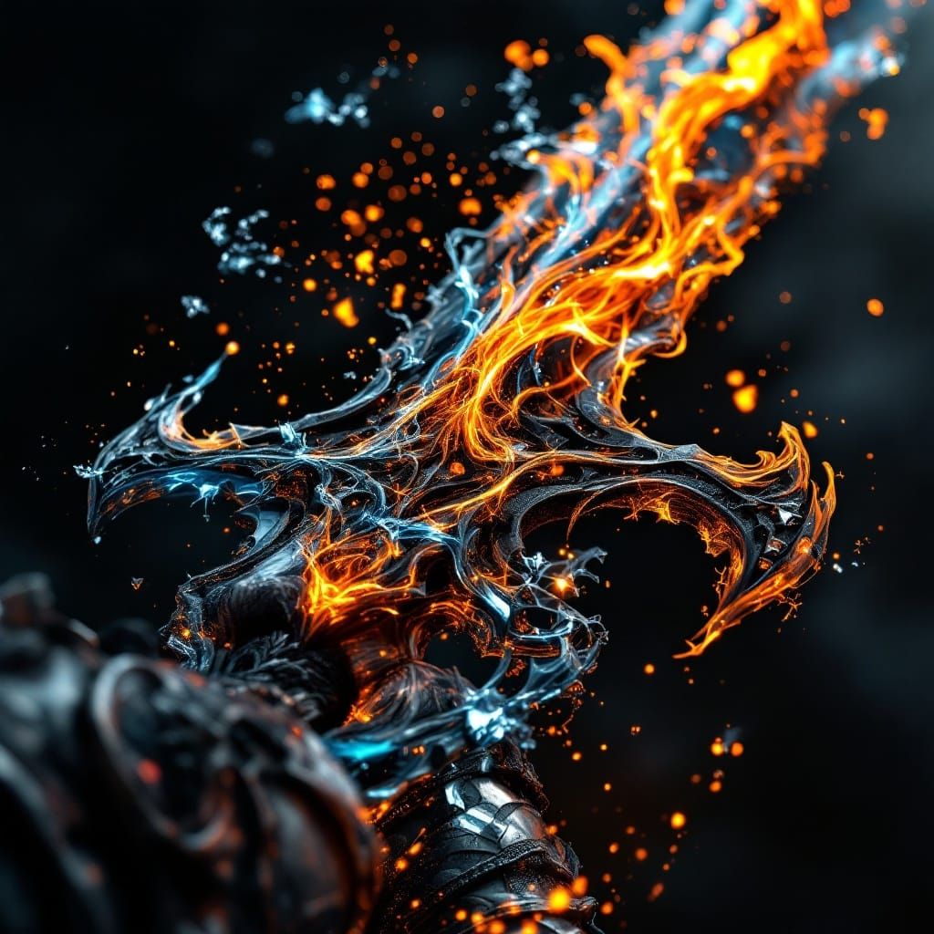 Elemental sword - Majestic Elemental Sword in Photorealistic...