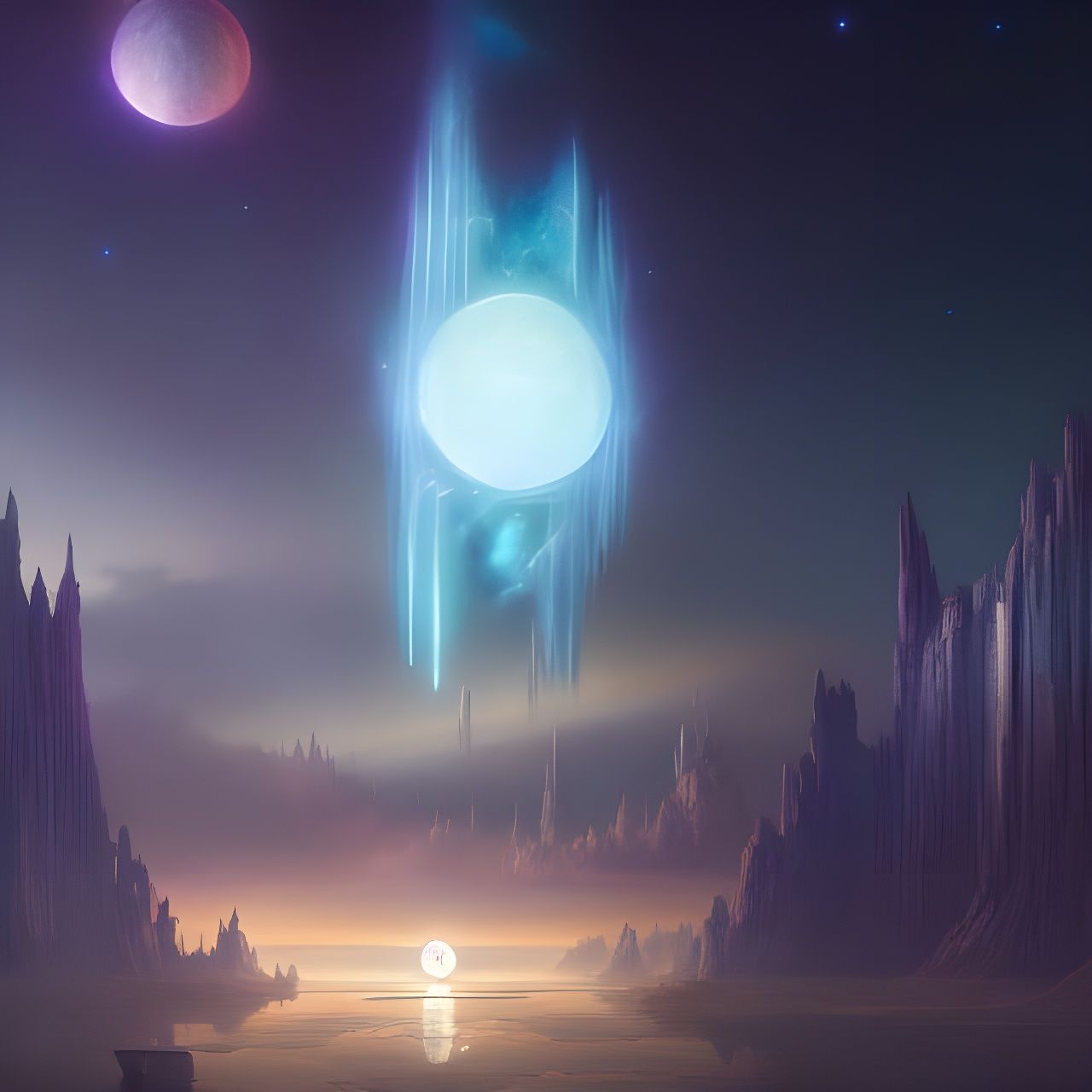 crystal palace nebula moonscape - AI Generated Artwork - NightCafe Creator